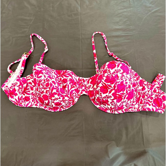 J. Crew | Other | J Crew Hot Pink White Print Bikini Top 36d | Poshmark